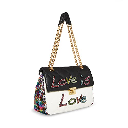 Betsey Johnson Love Shoulder Bag, Black/White