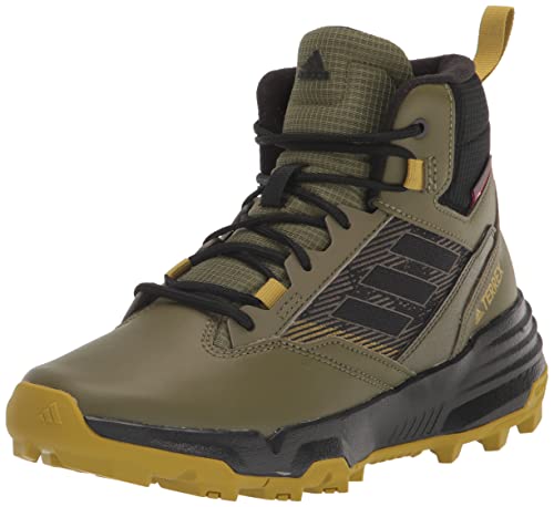 adidas Men's Unity Leather Mid Cold.RDY Walking Shoe, Focus Olive/Black/Pulse Olive, 9