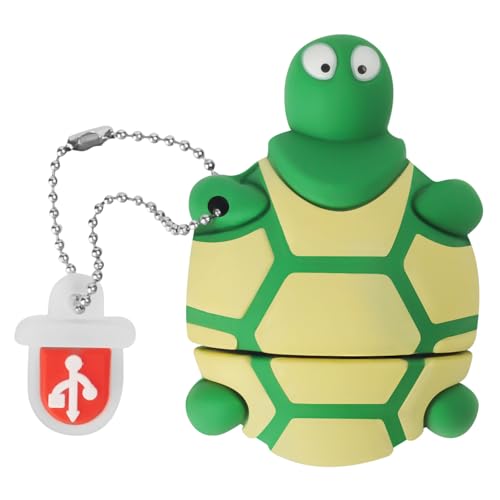 64GB USB Flash Drive Cute Turtle-Shaped, BorlterClamp Funny Memory Stick Cute USB 2.0 Drive Novelty Thumb Drive for External Data Storage, Green