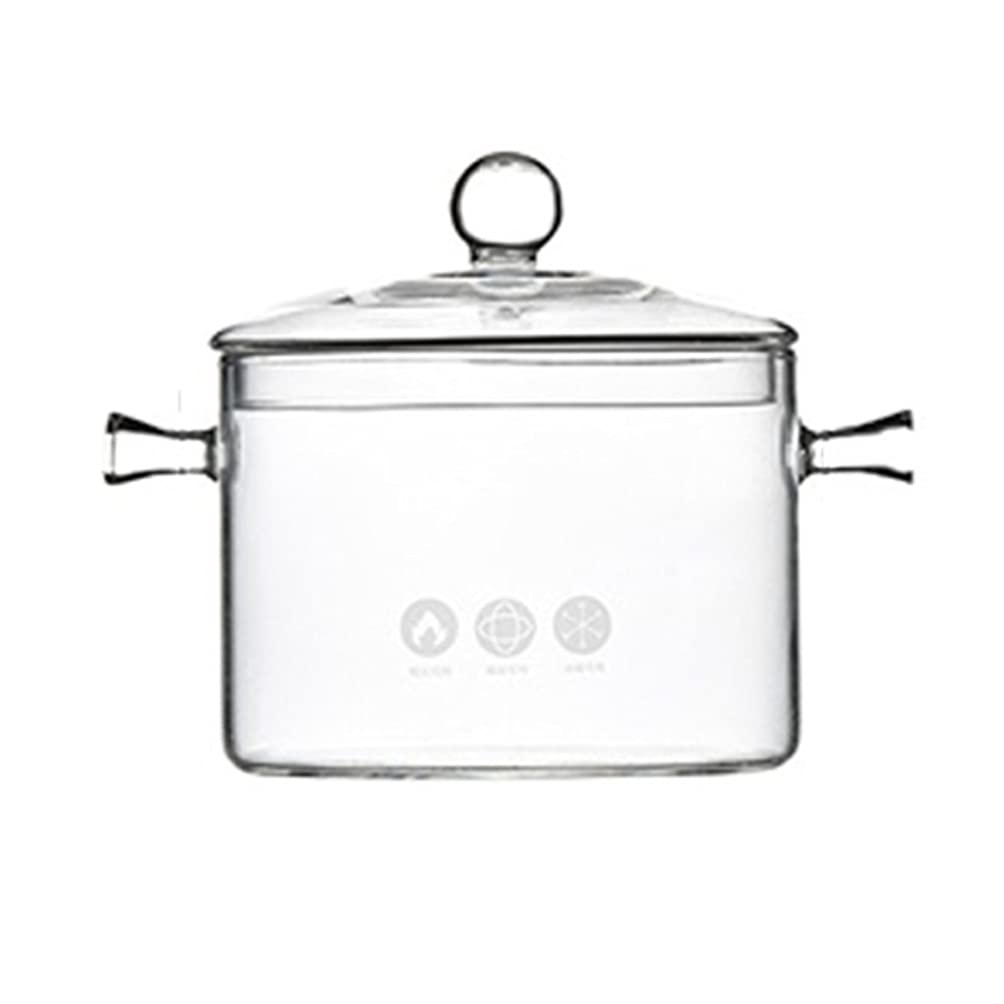 DOITOOL Glass Saucepan with Cover, Clear for Cooking on Stove, 1 Liter Glass Cooking Saucepan for Pasta Noodle, Soup, Milk, Tea (14 x 19.5 x 16cm)