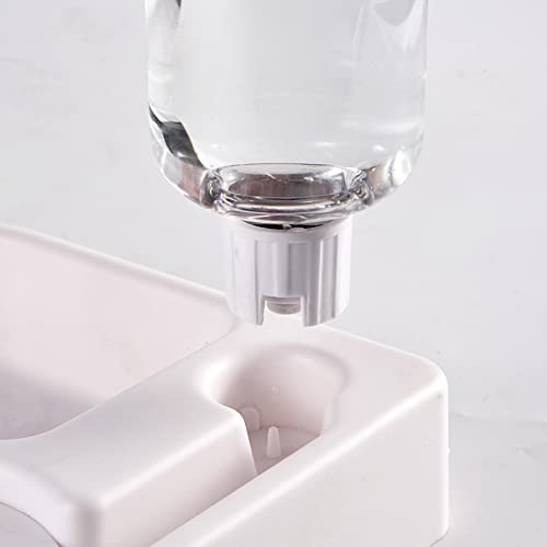 Bibabala Automatic Pet Feeder and Water Dispenser, 2 in 1 Feeder Bowl with Water Bottle Detachable, Fit for Small Dogs and Cats Kitten Puppy Rabbit Bunny(White)