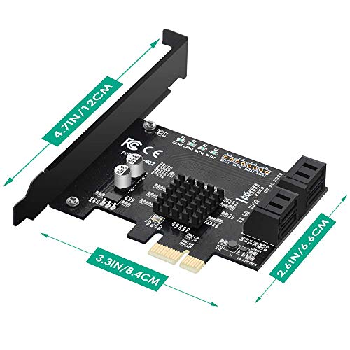 MZHOU PCIE 2.0 X 1 to SATA 4 Port Adapter Card Marvell Chipset Without Raid for Ipfs Mining and Adding Sata 3.0 Devices