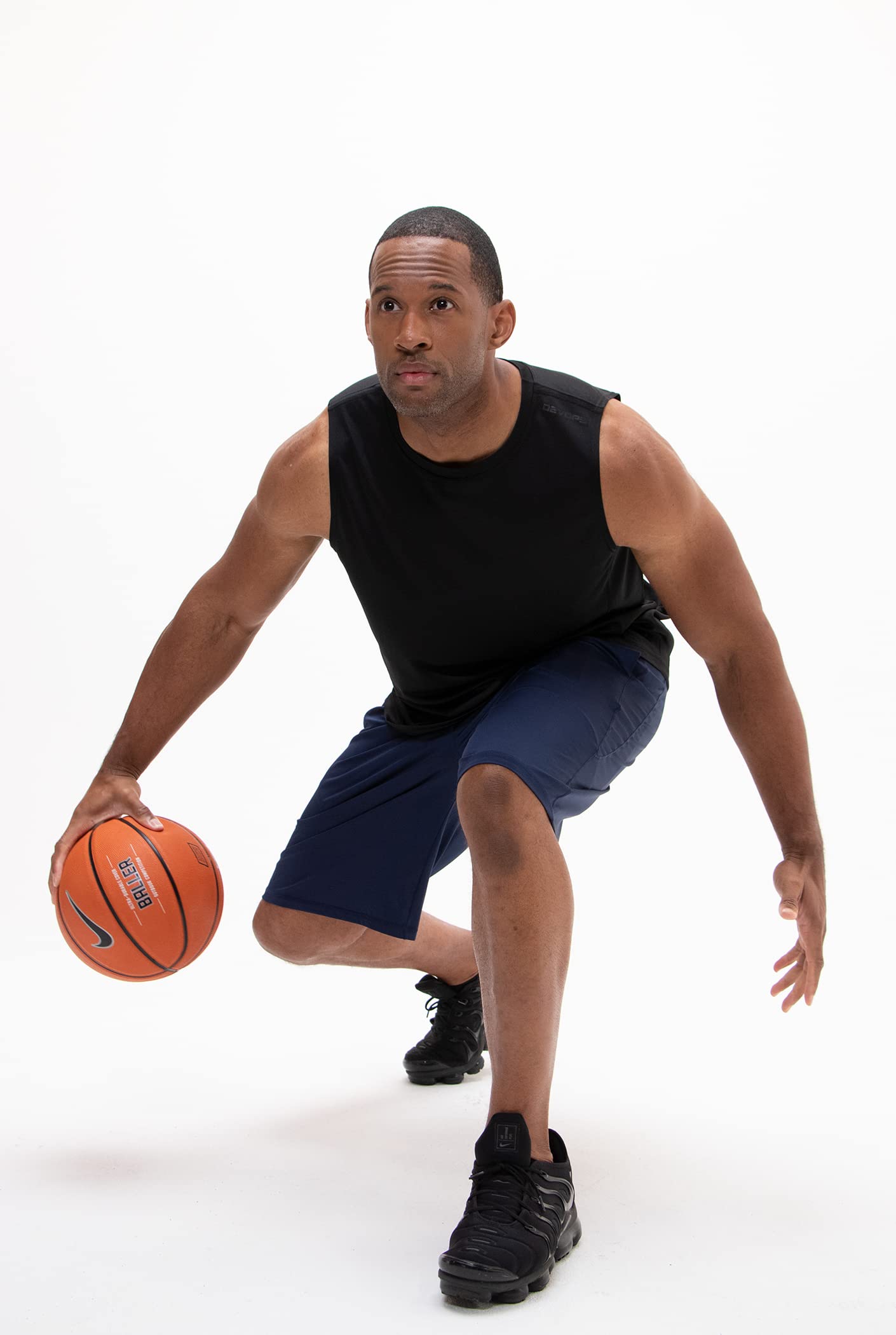 DEVOPS Men's 2-Pack Loose-Fit 10" Workout Gym Shorts with Pockets (Medium, Black/Navy)
