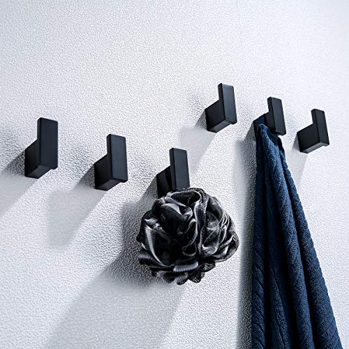 RANDOM Black Towel Hooks,Bathroom Hardware Accessories Hook SUS 304 Stainless Steel Matte Black Robe Hook for Bathroom Kitchen,Contemporary Style Wall Mounted 2 Pack.