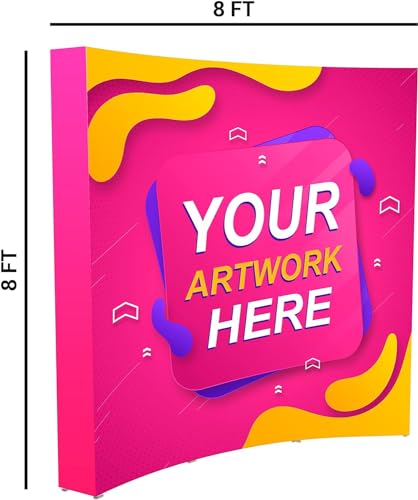 BannerBuzz Custom Step & Repeat Fabric Pop Up Display, Straight and Curved shape, Graphic with Hardware, 230 GSM Polyester Fabric, 1440 DPI Dye Sublimation Printing (8'W X 8'H)
