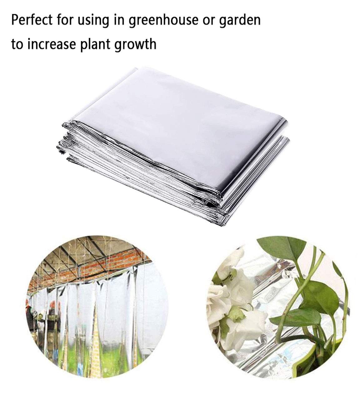 6 Pack High Silver Reflective Mylar Film, Garden Greenhouse Covering Foil Sheets Effectively Increase Plants Growth
