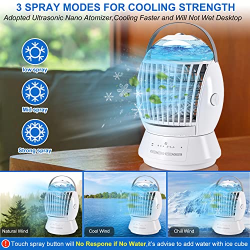 Azoiito Portable Air Conditioner Fan with Remote Control,Personal Evaporative Air Cooler with 3 Wind Speed& 3 Spray Mode,120° Oscillation Cooling Fan with Humidifier for Room,Office,Desk,Bedroom