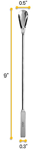 EISCO 10PK Spatula Spoons, 9" - Stainless Steel, Polished - One 0.3" Flat End, One 0.5" Scoop End
