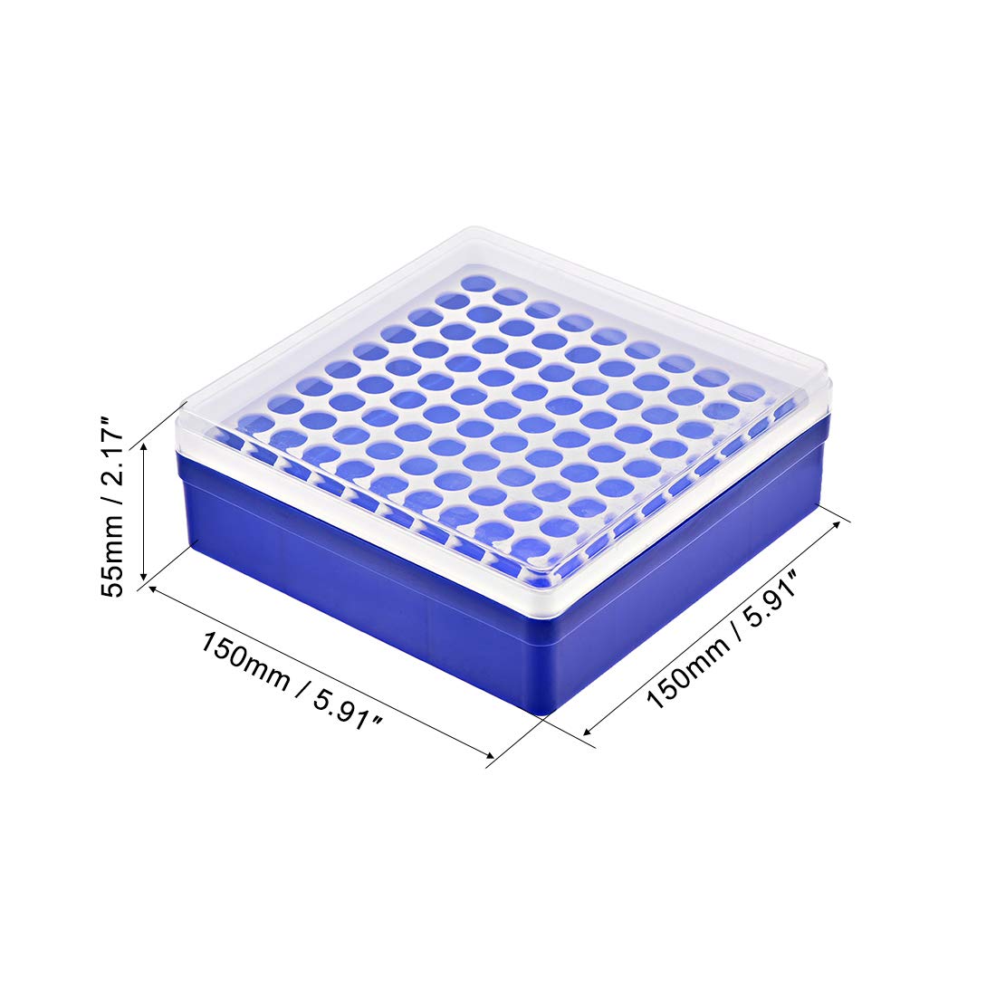 uxcell Centrifuge Tube Rack Storage Box 100-Well Polypropylene Holder for 1.5ml Microcentrifuge Tubes, Vials, Samples 11.8mm Hole Dia 2Pcs