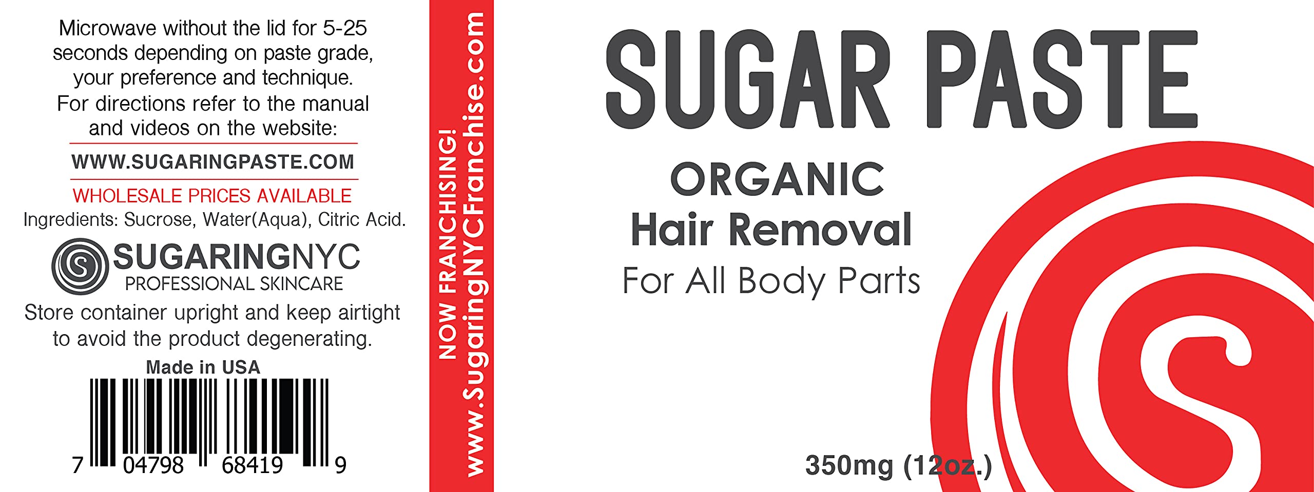 Sugaring Paste for Brazilian Bikini Legs Arms + Talc-Free Powder Travel Size 115g (4oz)