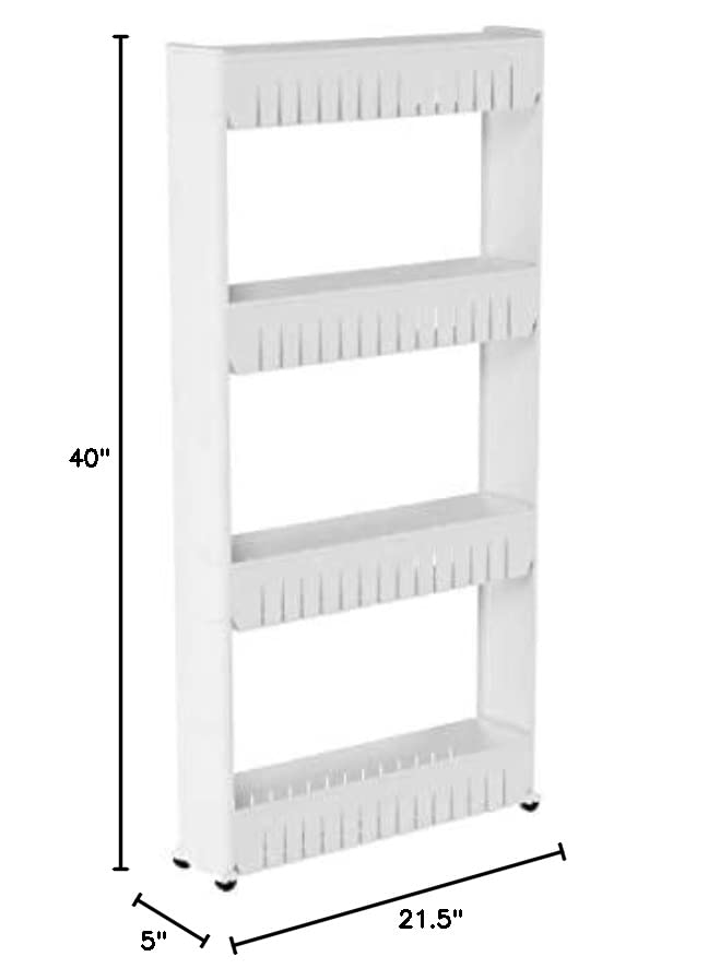 Mobile Shelving Unit Organizer with 4 Large Storage Baskets, Slim Slide Out Pantry Storage Rack for Narrow Spaces by Everyday Home