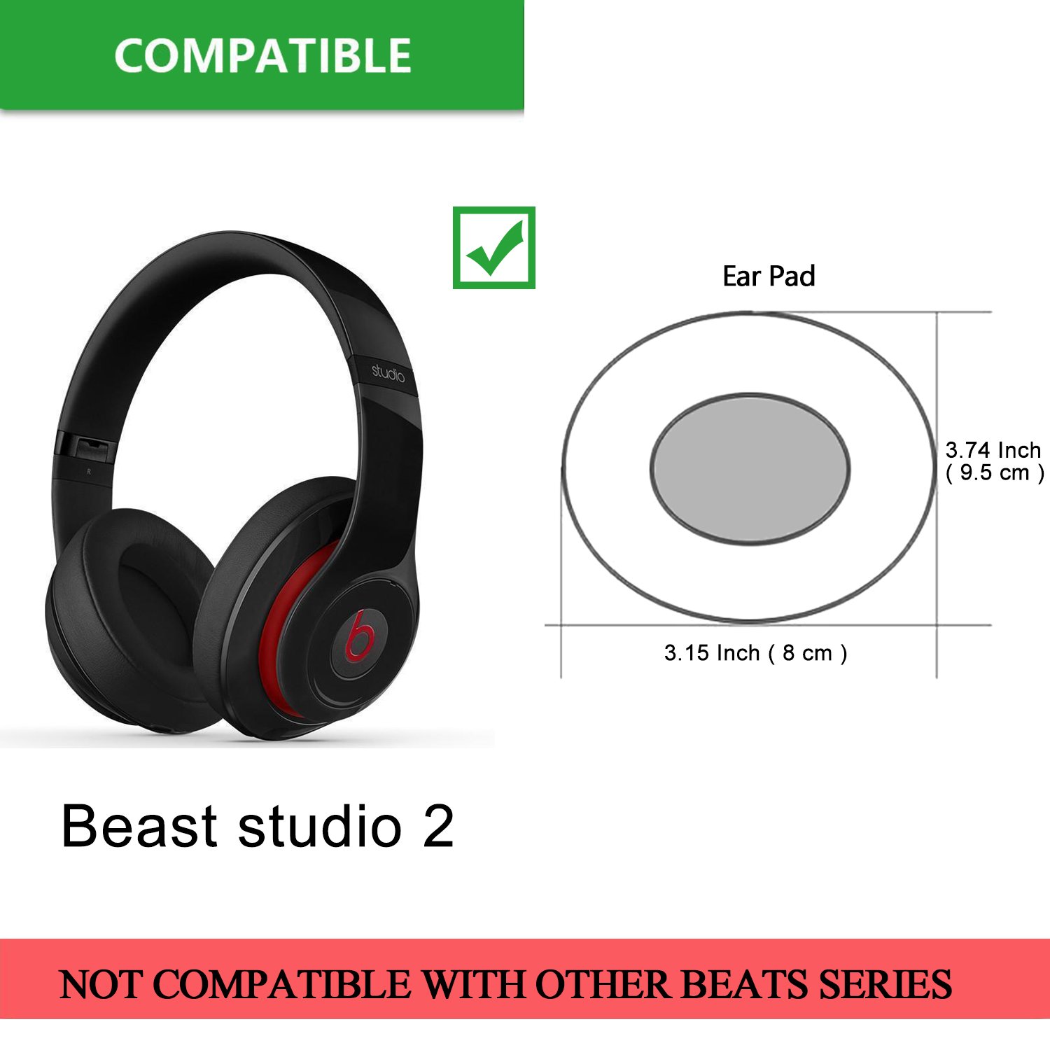 Studio 2/3 Replacement Earpads, JARMOR Memory Foam Ear Cushion Pads Cover for Beats Studio 2.0 Wired/Wireless B0500 / B0501 & Studio 3.0 Over Ear Headphones by Dr. Dre ONLY (Rose Gold)