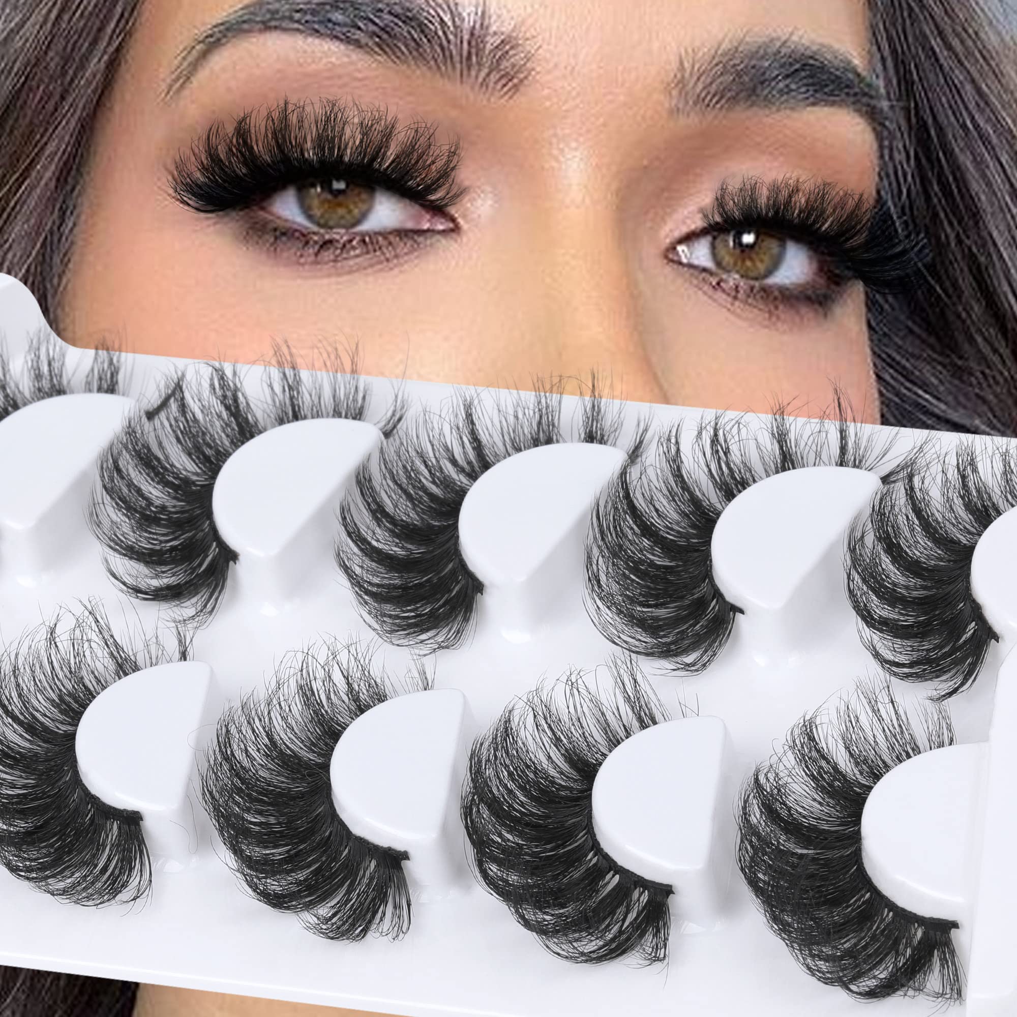 ALPHONSE False Lashes D Curl Fluffy False Eyelashes 20MM Wispy Faux Mink Lashes Long Dramatic Eyelashes Like Lash Extension Pack 5 Pairs