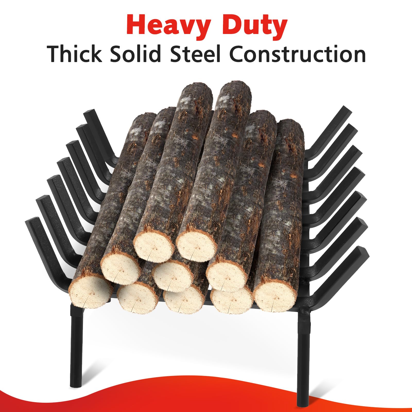 SINGLYFIRE Fireplace Grate 30 inch Solid Steel Fireplace Log Holder Fire Grate Wood Stove Holder Firewood Burning Rack for Outdoor Indoor Chimney Hearth