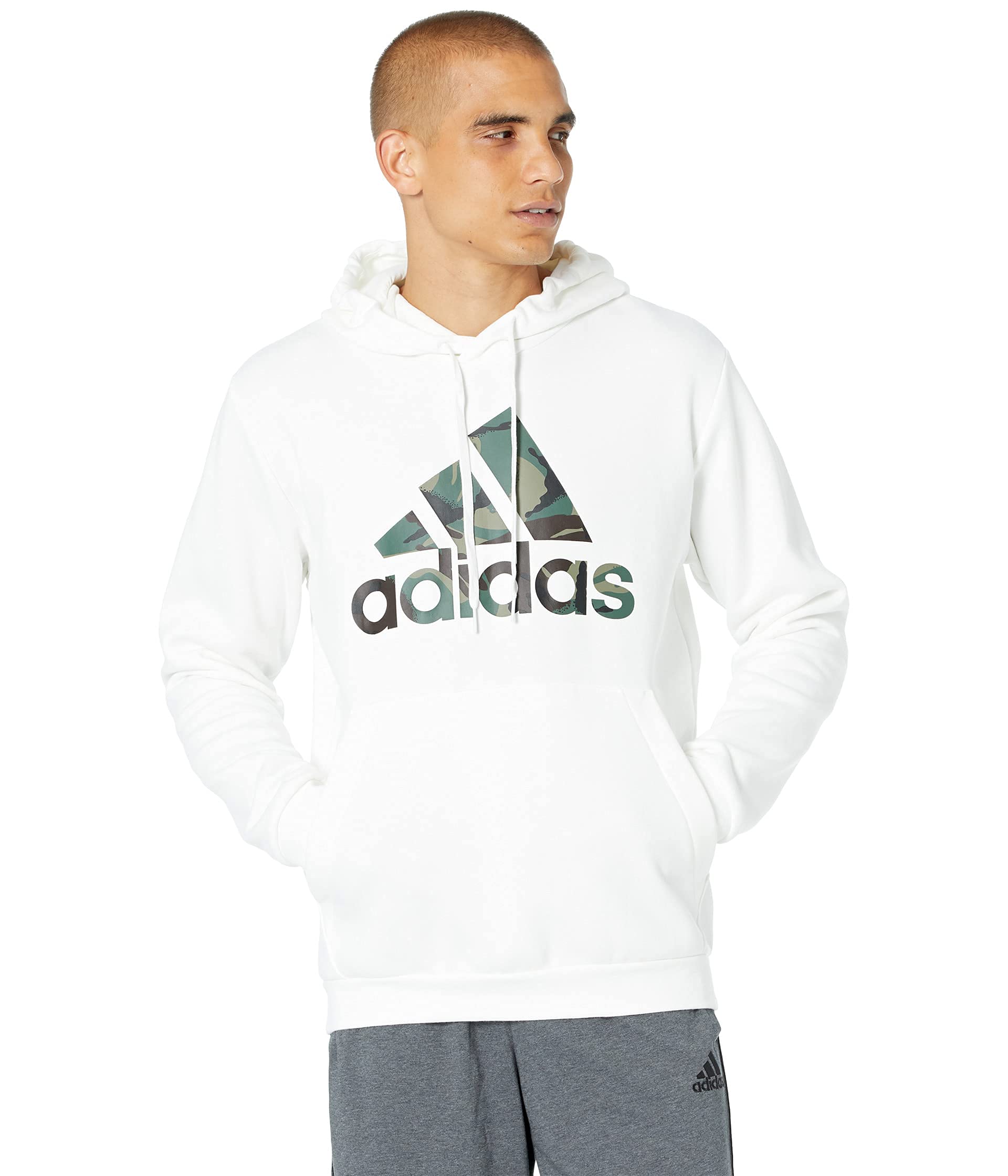 adidas Men's Tall Size Essentials Fleece Camo-Print Hoodie, Black, XX-Large