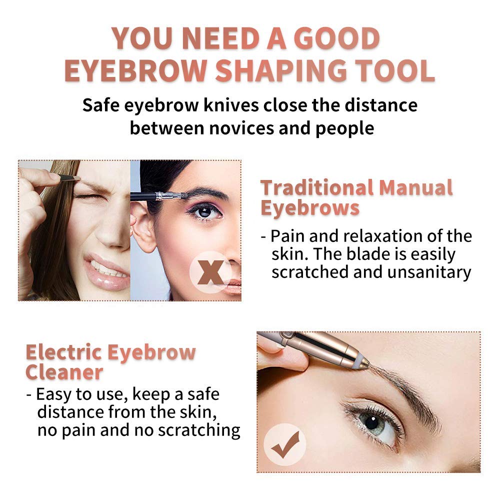 Moikin 2 in 1 Brows Eyebrow Facial Hair Remover Trimmer Epilator & Women's Painless Hair Remover , Lipstick Shaver for Face, Hand, Armpit, Leg and Bikini