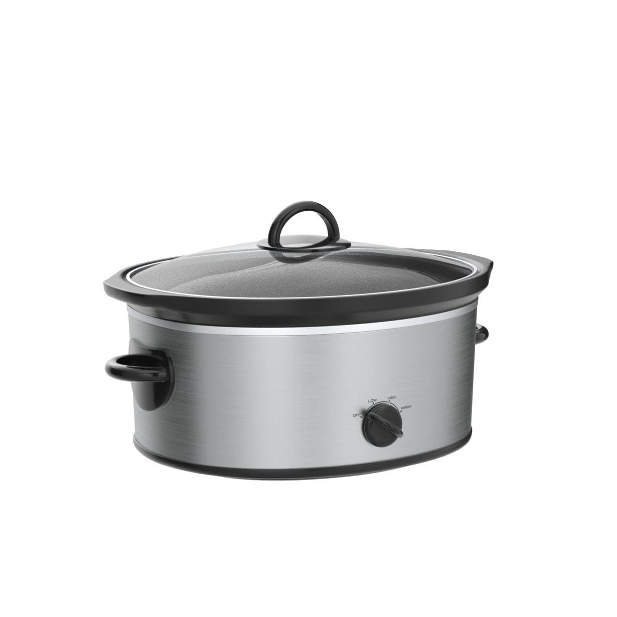 7 Quarts Oval Slow Cooker, 3 Heating Setting, Dishwasher-safe Stoneware Pot and Glass Lid, Sleek Stainless Steel Design