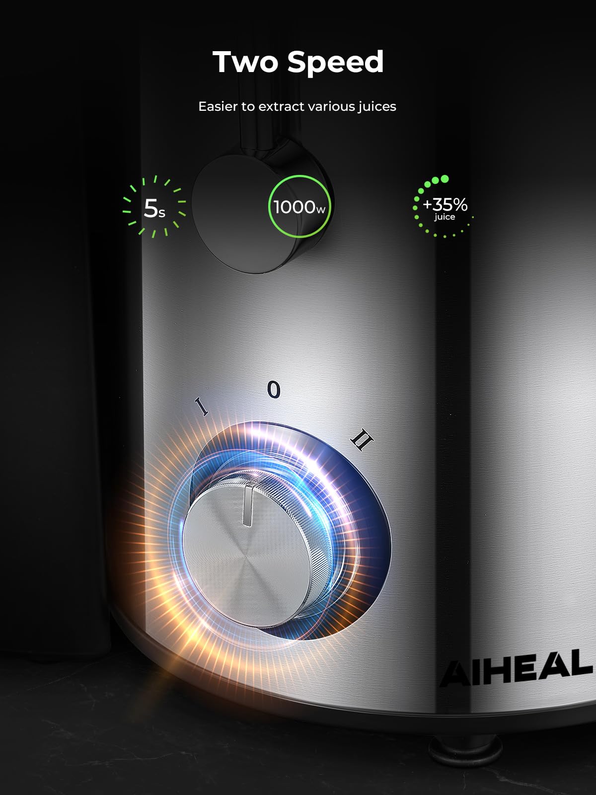 Aiheal Juicer Machines 1000W Juicer with 3.2” Big Mouth for Whole Fruits and Veg, Juice Extractor with 2 Speeds, Anti-Drip System, Easy to Clean, BPA Free