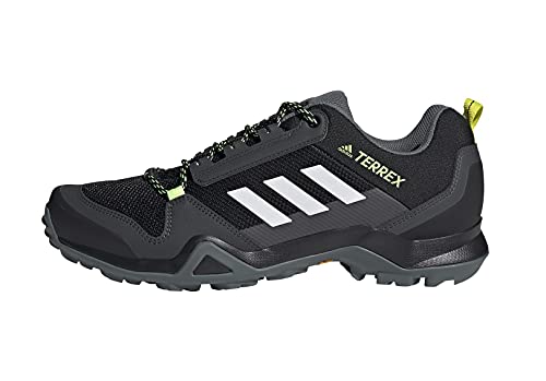 adidas Men's Terrex Ax3 Hiking Boot, Black/White/Acid Yellow, 8.5