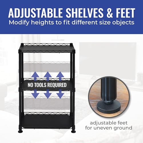 SafeRacks - NSF Certified Storage Shelves, Zinc, Heavy Duty Steel Wire Unit with Wheels and Adjustable Feet, Garage or Bakers Rack, Kitchen, Pantry Shelf - (18"x10"x30" 3-Tier) (Black)