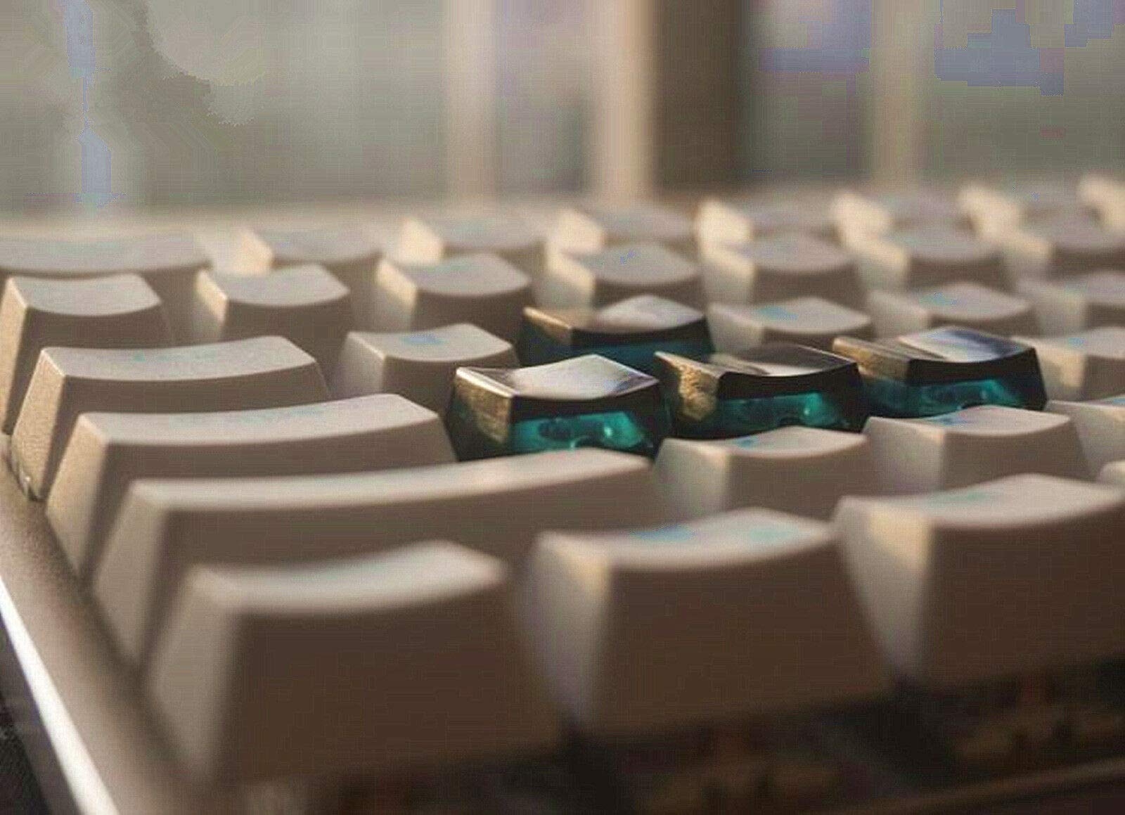 Handmade R4/ECS Keycap Resin Solid Wood Shine Through Backlit Key Cap OEM Profile for Cherry MX Mechanical Keyboard Gaming Replacement (Ebony)