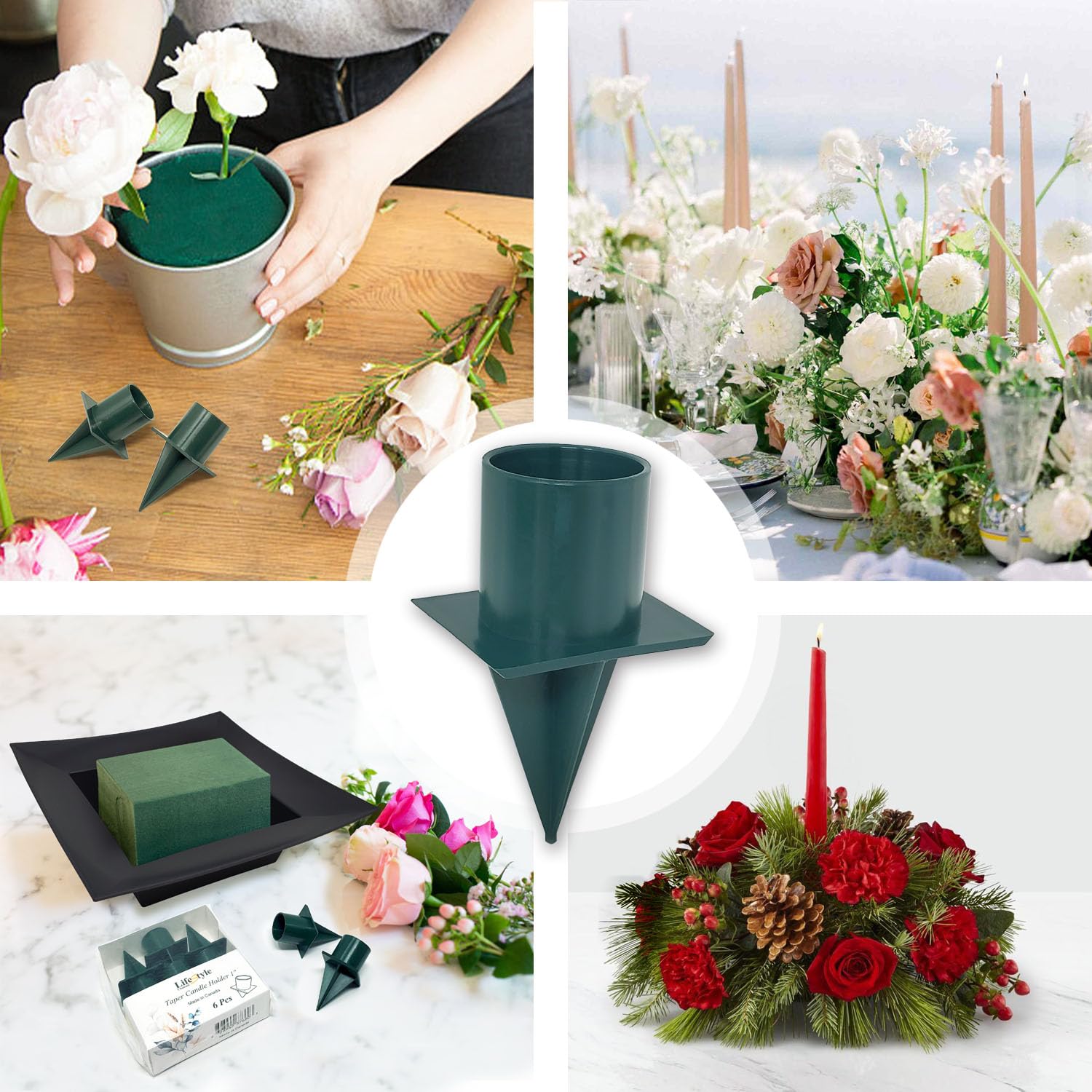 Floral Taper Candle Holder 6 Pcs by LifeStyle Channel
