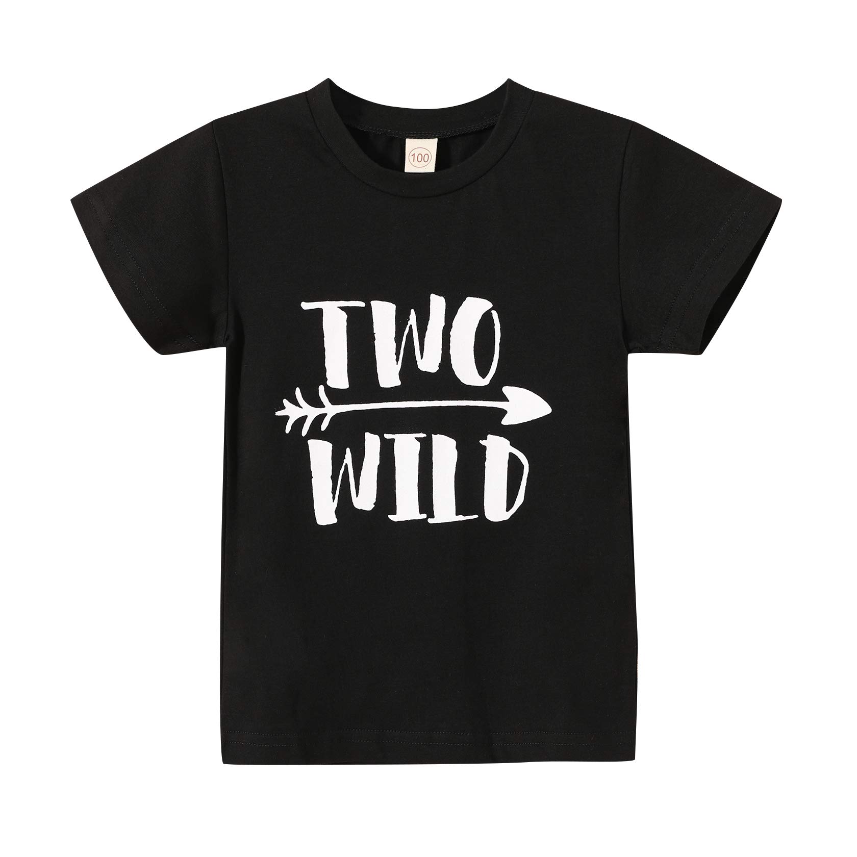 YOUNGER TREE Second Birthday Party Shirt Two Wild Top 2nd Birthday Baby Little Boy Blouse Tee Clothes (2 T, Black)