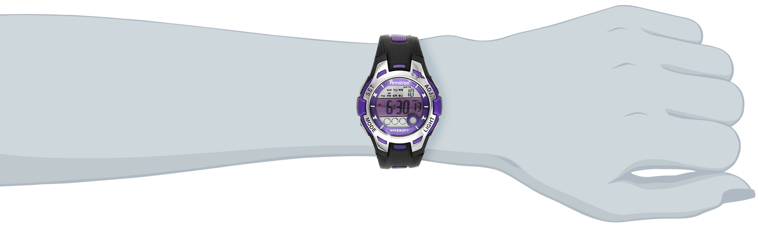 Armitron Sport Women's 45/7030PUR Purple Accented Black Resin Strap Digital Chronograph Watch