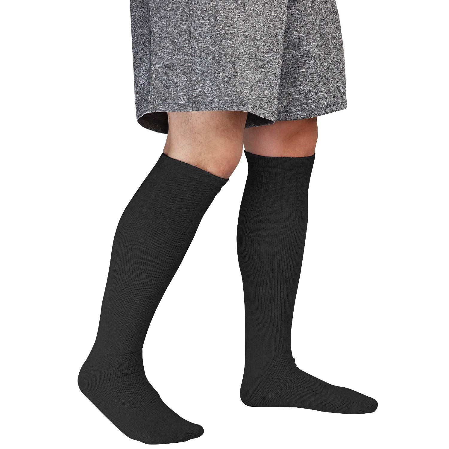 6 Pairs Men's Athletic Tube Socks Over the Calf - Big & Tall (10-15 Big & Tall, 6-pairs Black)