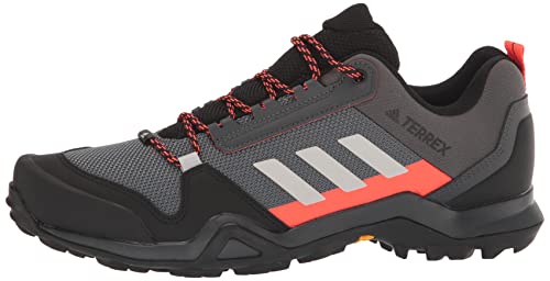 adidas Men's Terrex Ax3 Trail Running Shoe, Solid Grey/Grey One/Solar Red, 11