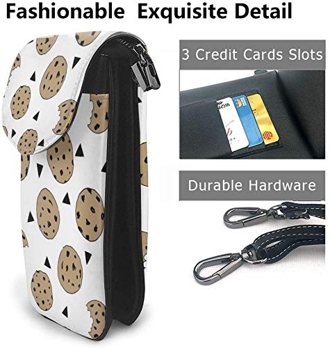 Cookies Food Chocolate Chip Biscuits Women Soft PU Leather Cellphone Purse Wallet Handbag Small Crossbody Shoulder Bag