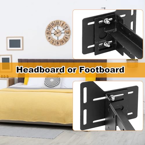 6Pcs Bed Frame Brackets Adapter for Headboard, Heavy Duty Bed Modification Plate, Headboard Brackets for Metal Bed Frame, Black