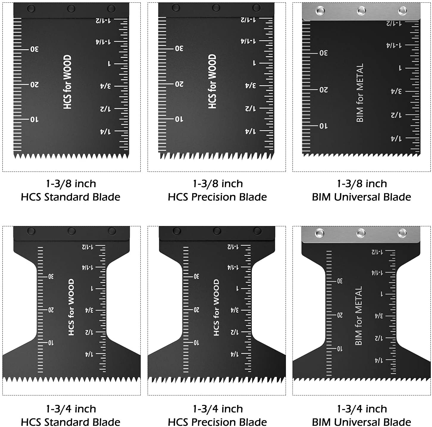 50 Pack Wood/Bi-Metal Professional Universal Quick Release Oscillating Saw Blades, High Precision Multi Tool Blades for Fein Multimaster, Porter Rockwell Cable, Black & Decker, Bosch Craftsman