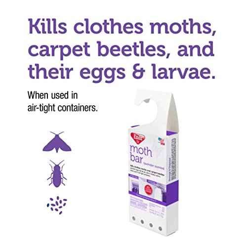 Enoz Lavender Scented Moth Bar, Kills Clothes Moths, Carpet Beetles, Eggs and Larvae, 6 oz Bar (Pack of 3)