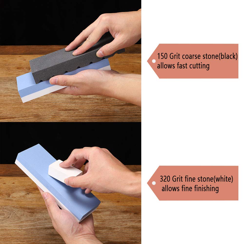 Angerstone Dual Grit Coarse/Fine Flattening Stone Set - Two Sharpening Stones Flattener - Whetstone Fixer with Grooves for Re-Levelling Any Whet stones, Oil Stones, Waterstones