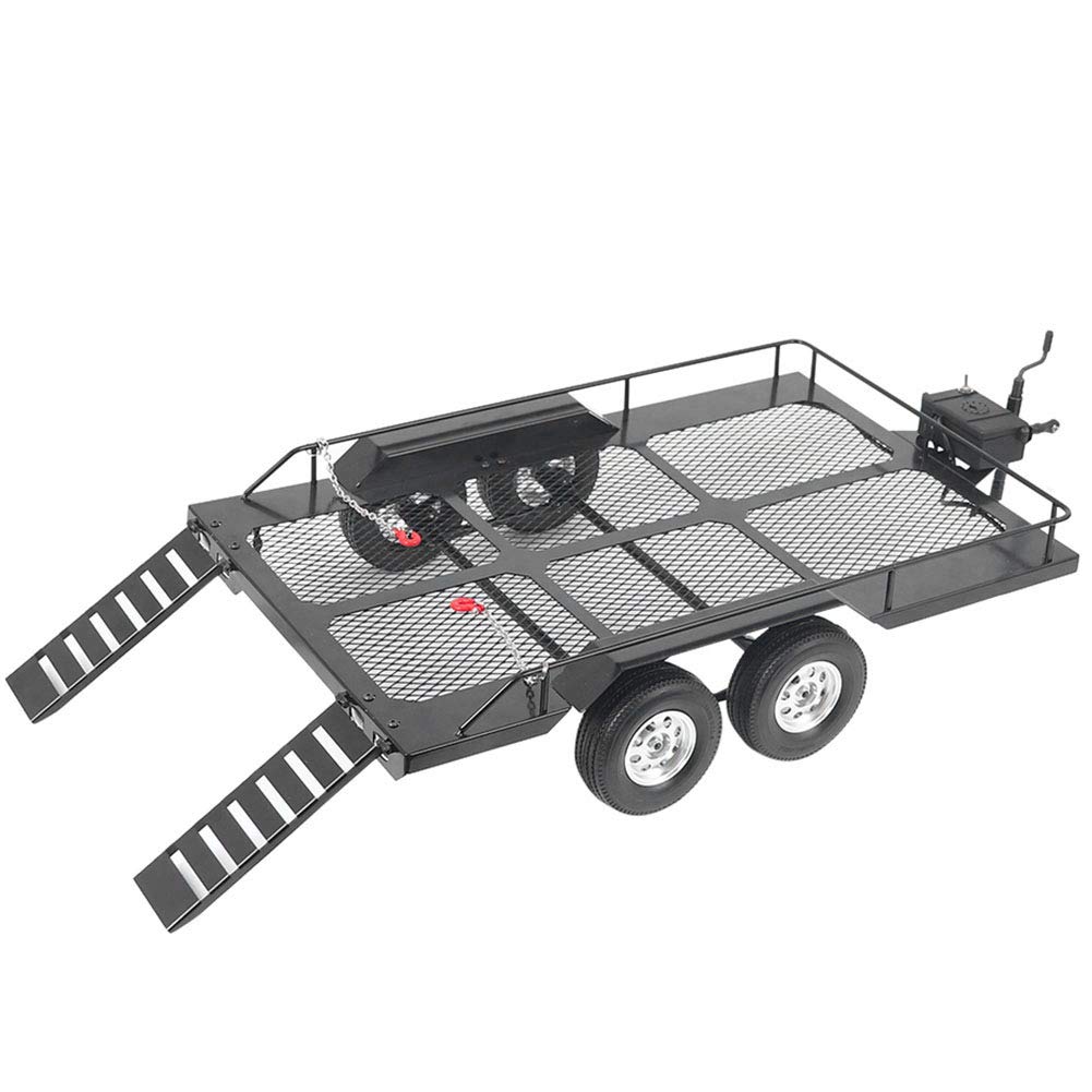 Bicaquu RC Trailer Car, Trail Car Trailer Accessory High Simulated Romote Control Trail Car, for Kids RC Crawler Car Children 1/10 RC Car