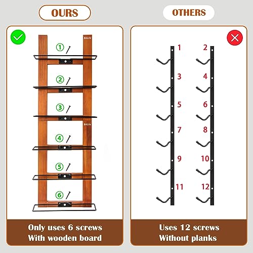 B4Life Wine Racks Wall Mounted, Wall Wine Bottle Display Rack 6 Bottle Wall Wine Racks for Wine Bottles, Wood Wine Holder Wall Mounted for Dining Room, Storage Room, Wine Cellar, Kitchen