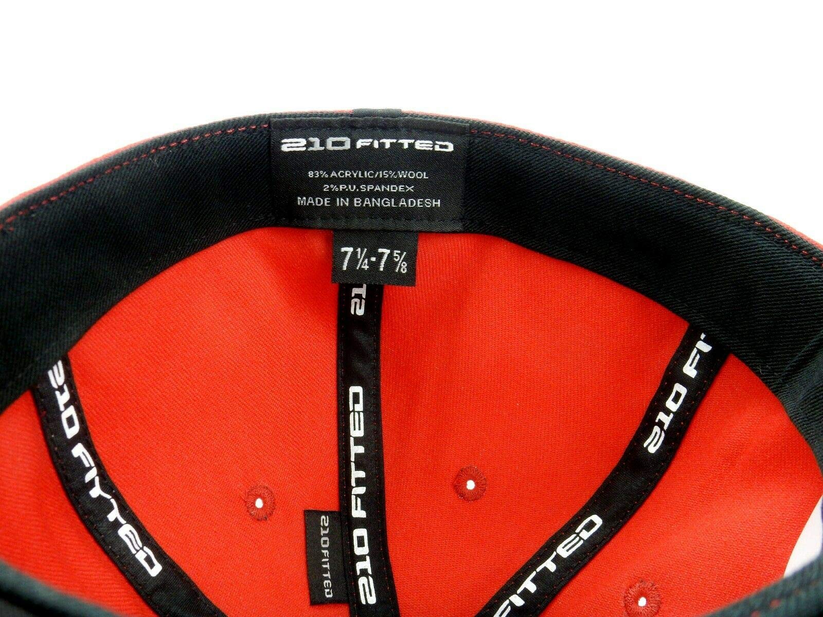 6 Panel Flat Bill Cap, Flexfit, 2-Color Crown Bill & Accents, Red/Black - Large/X-Large.
