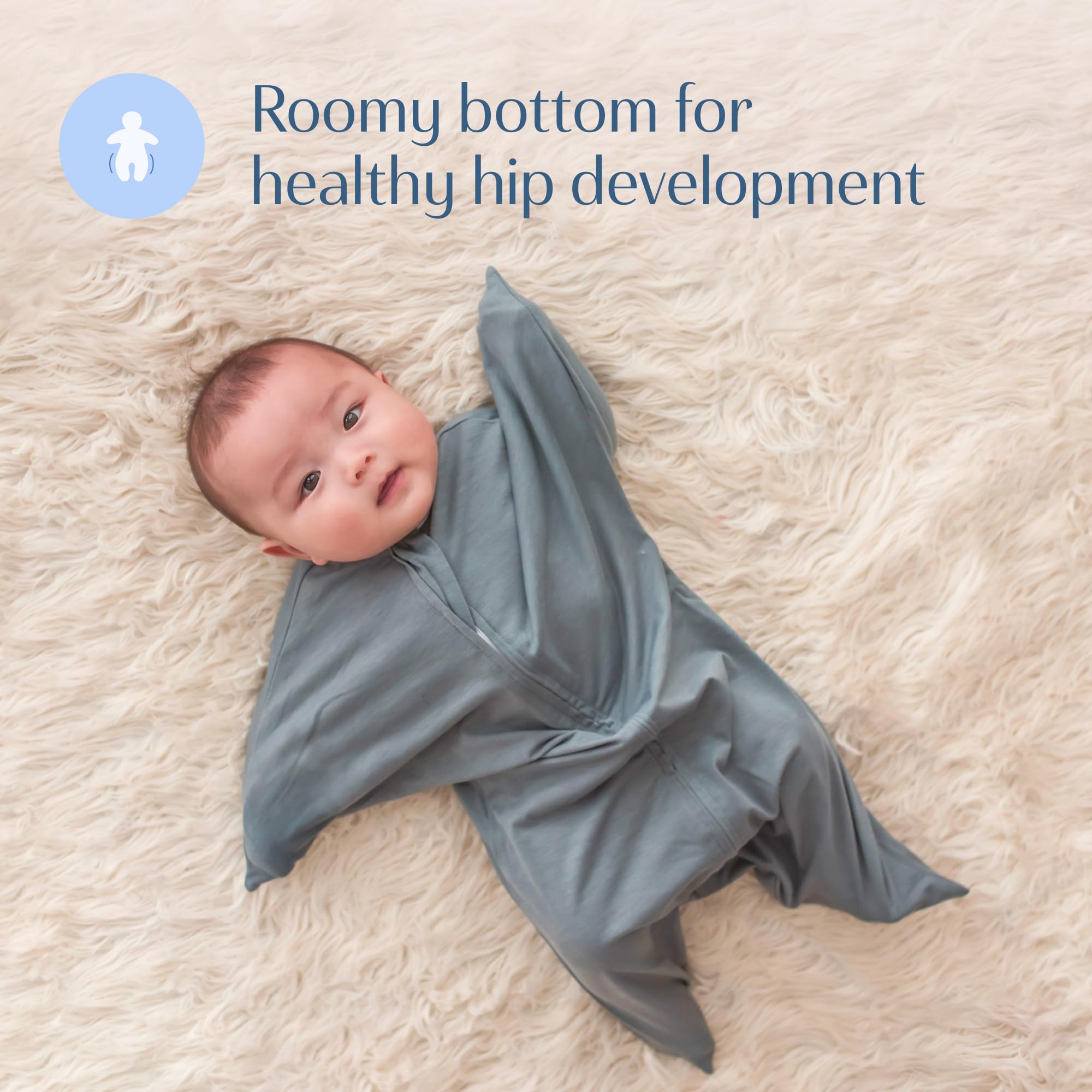 SleepingBaby Zipadee-Zip Transition Swaddle with Zipper, Polyester, Spandex - Roomy Baby Wearable Blanket for Easy Diaper Changes - Classic Grey, Medium (6-12 Month) - 2 Pack
