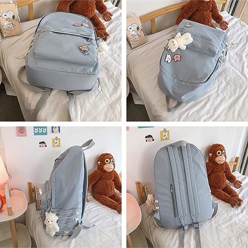 BILIPOPX Kawaii Backpack with Cute Accessories Aesthetic 15.6 Inch Laptop Backpack Pin Plush Pendant (Black,Single Backpack)