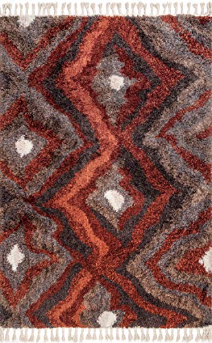 nuLOOM Alexia Abstract Diamond Shaggy Tassel Area Rug, 5' 3" x 7' 6", Multi