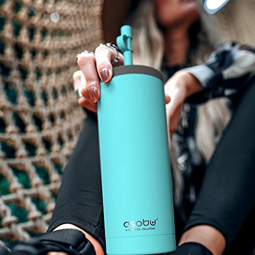 asobu Sippy Double Wall Stainless Steel Tumbler with Silicone Flexible Straw, 20 Ounces (Teal)