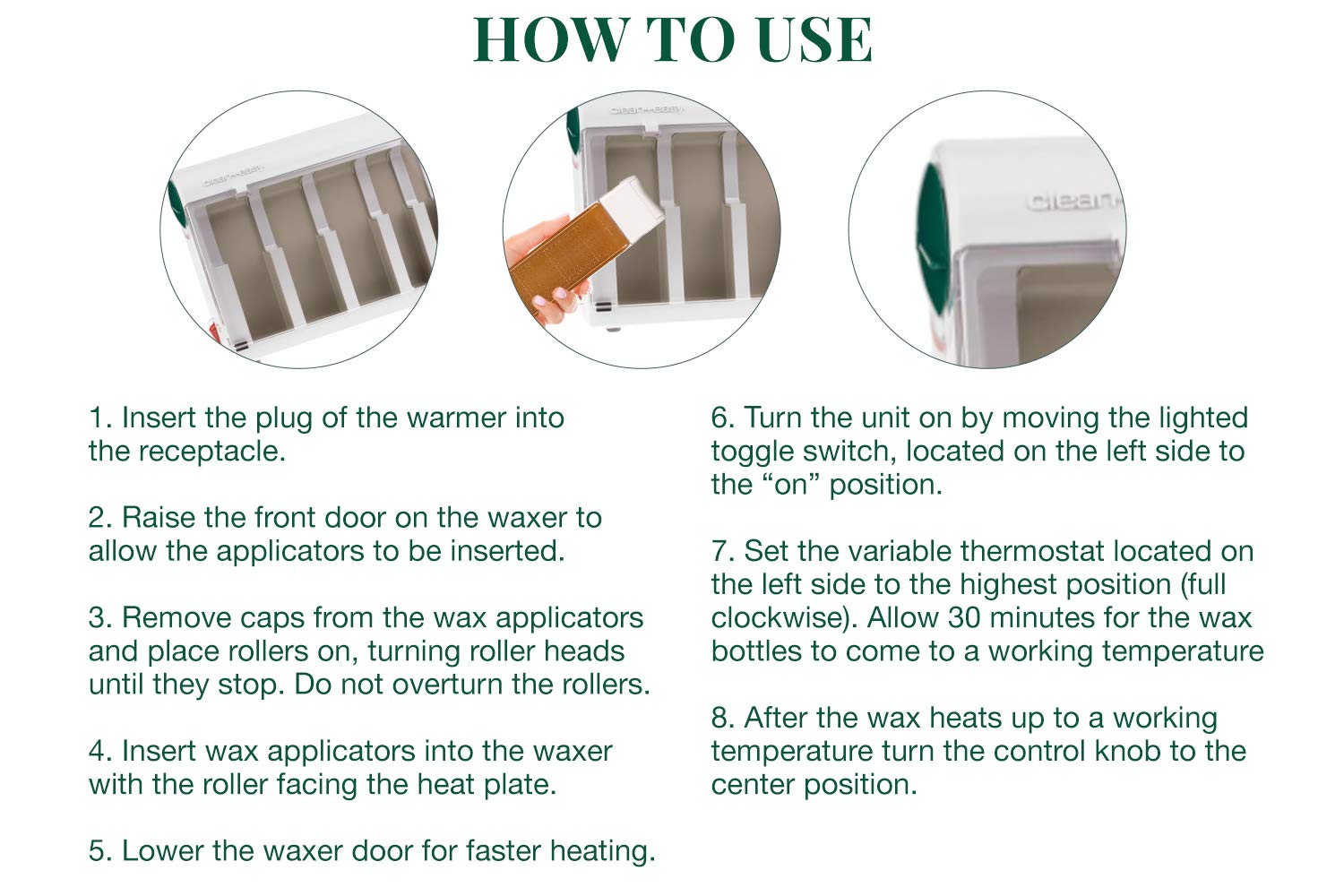 Clean + Easy Waxing Spa Warmer For Wax Cartridges, Hair Removal Treatment Tool For Facial And Full Body Waxing, (120V) Warmer Unit Only