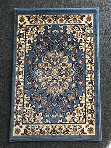 Deir Debwan Traditional Oriental Door Mat Area Rug Blue Persian (330,000 Point) Design 603 (2 Feet X 3 Feet)