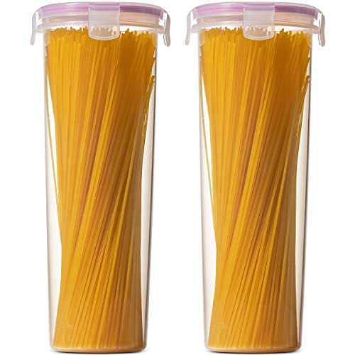 Komax Spaghetti Container β Dry Food Storage Containers with Lids β BPA-Free Round Plastic Canister Set for Pasta Storage β Pasta Containers for Pantry - Dishwasher Safe Airtight Containers (Set of 2)