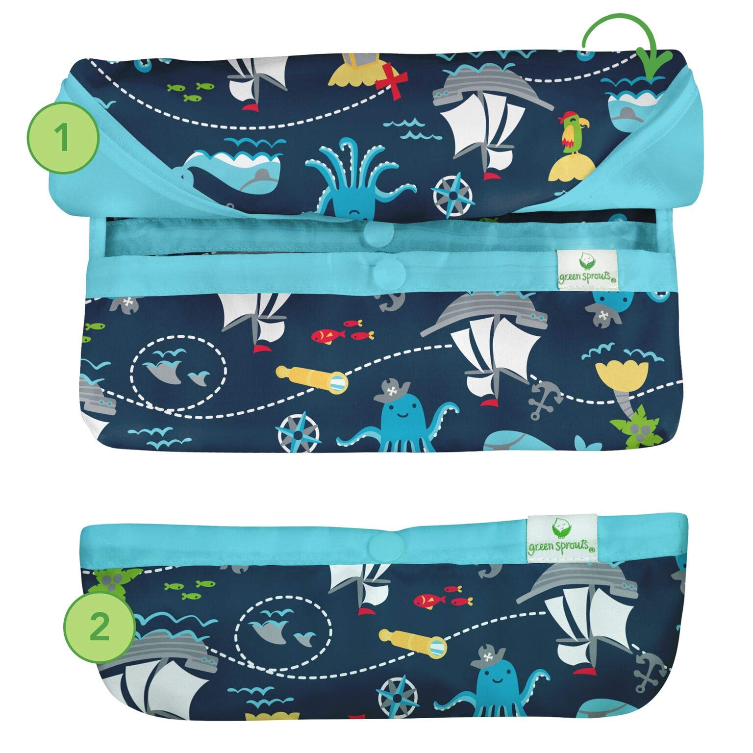 green sprouts Easy-wear Long Sleeve Bib | Waterproof Protection | Flipped Pocket, Soft Material, Easy Clean Smock