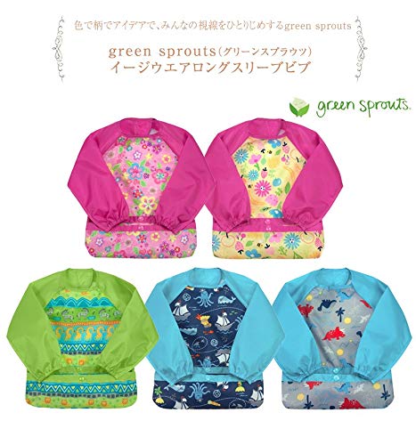 green sprouts Easy-wear Long Sleeve Bib | Waterproof Protection | Flipped Pocket, Soft Material, Easy Clean Smock