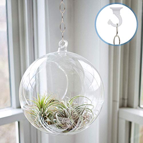 OOTSR Metal Ceiling Hook, Heavy Duty Ceiling Hook and Chain Extension for Hanging Plants/Chandeliers/Clothes/Indoor & Outdoor Use, White Color, 36 inches Chain