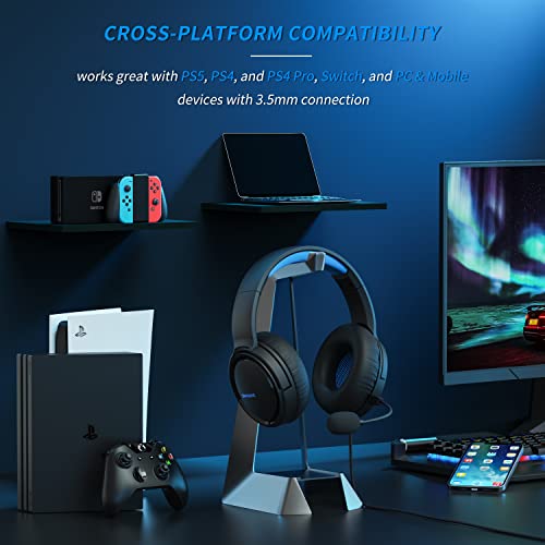 BINNUNE Gaming Headset with Mic for PS4 PS5 Xbox Series X|S Xbox One PC Switch, Wired Audifonos Gamer Headphones with Microphone Playstation 4|5 Xbox 1