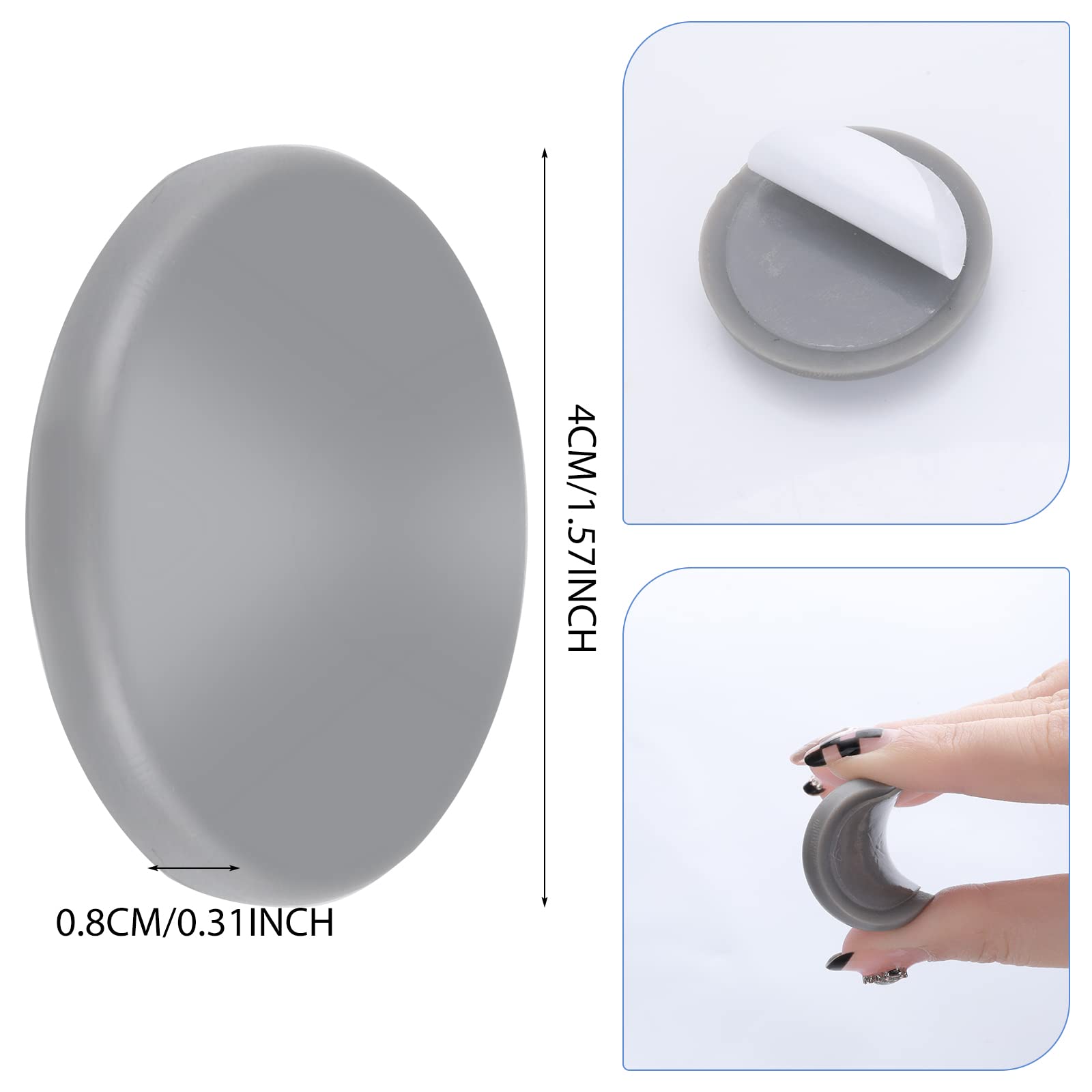 6 PCS Door Knob Wall Protector - Round Door Knob Wall Protector with Back Adhesive, Wall Protector from Door Knobs, Rubber Crash Pad for Walls Protects Wall Surface (White, Gray, Black)